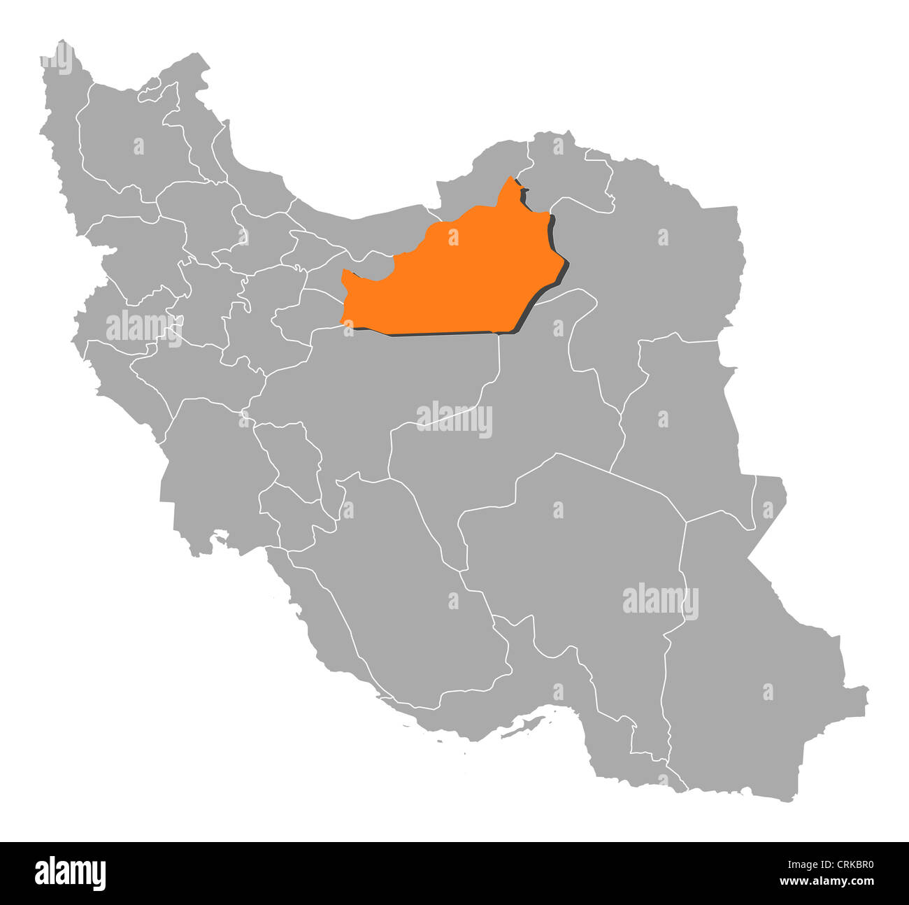 Political map of Iran with the several provinces where Semnan is ...