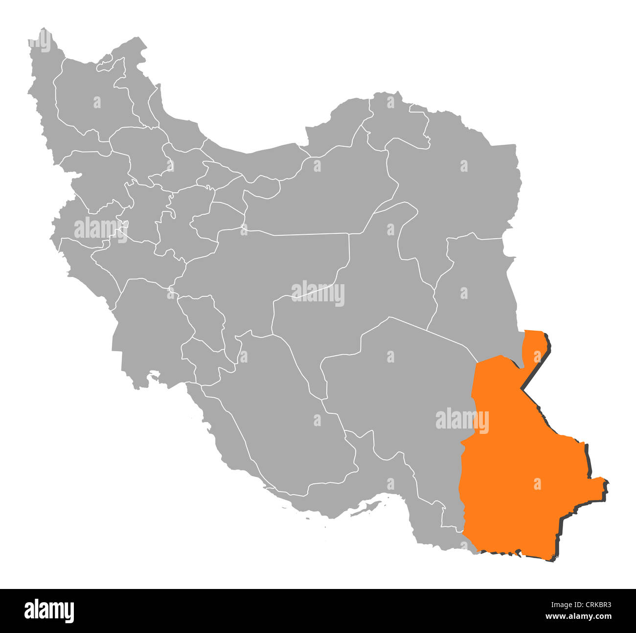 Political map of Iran with the several provinces where Sistan and ...