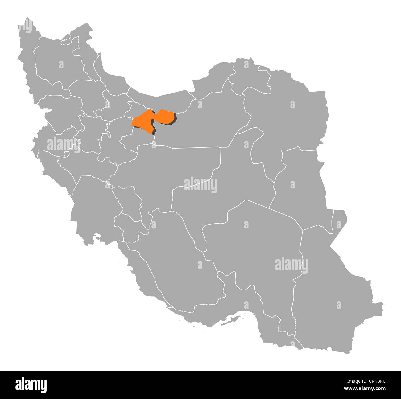 Political map of Iran with the several provinces where Tehran is ...