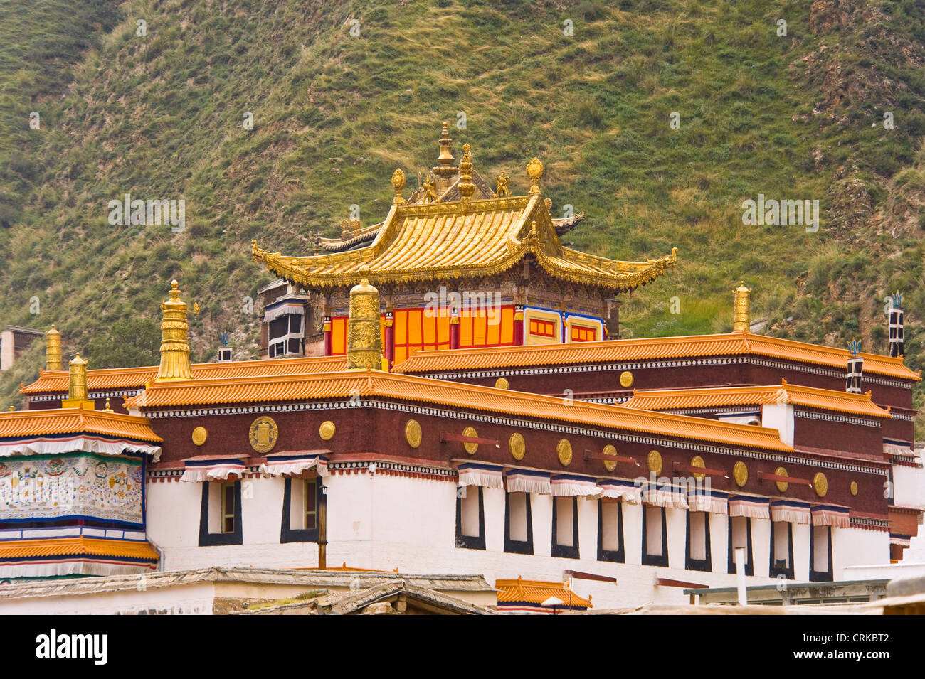 A compressed perspective view of the Labrang Monastery complex in Xiahe ...