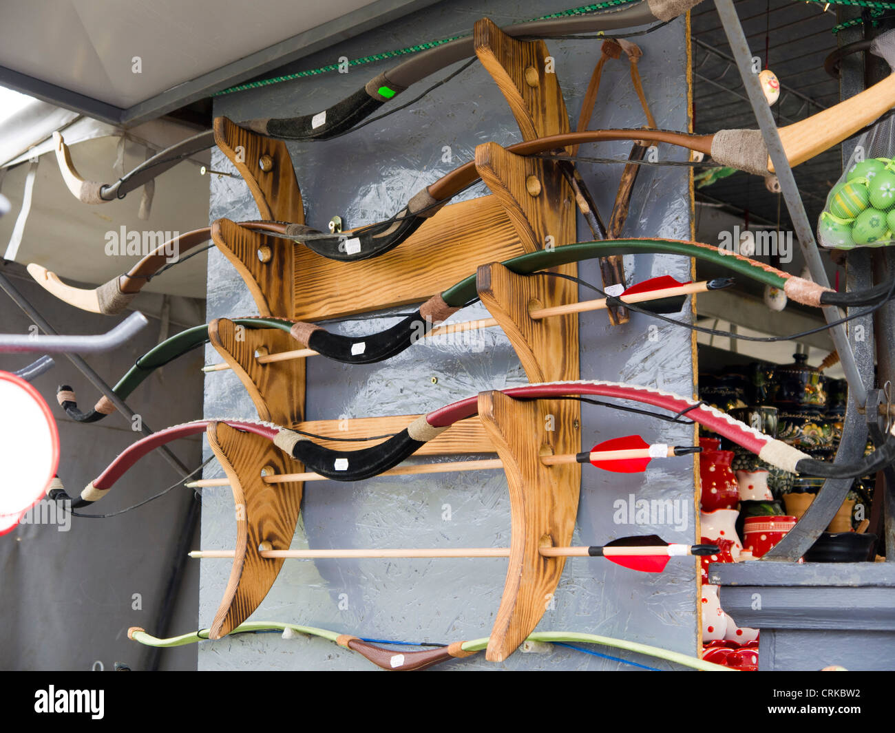 Bows and arrows on the market in the Beautiful City of Budapest Hungary ...