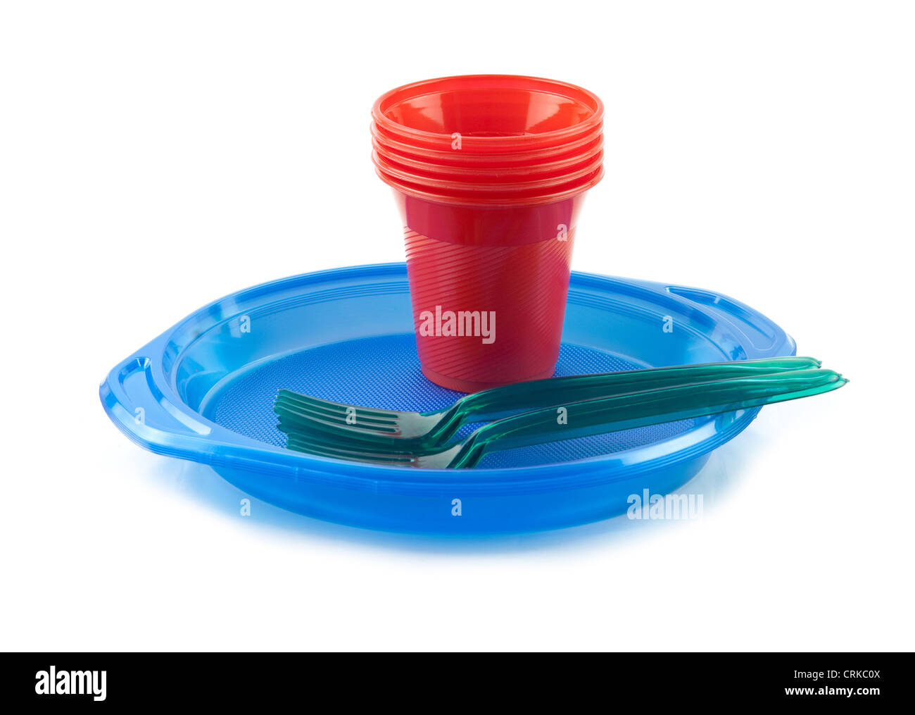 plastic tableware isolated on white Stock Photo - Alamy