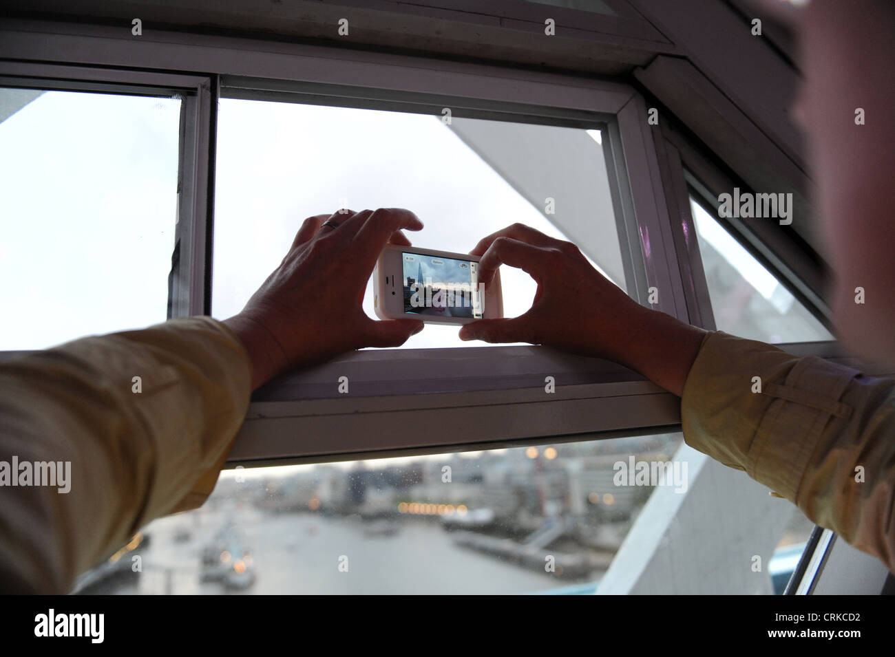 Smart phone photography from the walkway of Tower Bridge Stock Photo ...