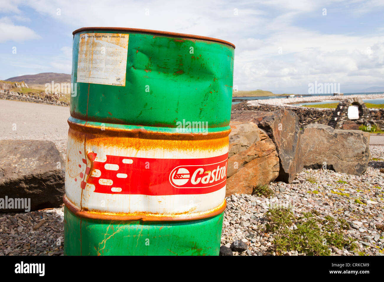 An empty oil barrel on the Isle of Eigg, Scotland, UK Stock Photo - Alamy