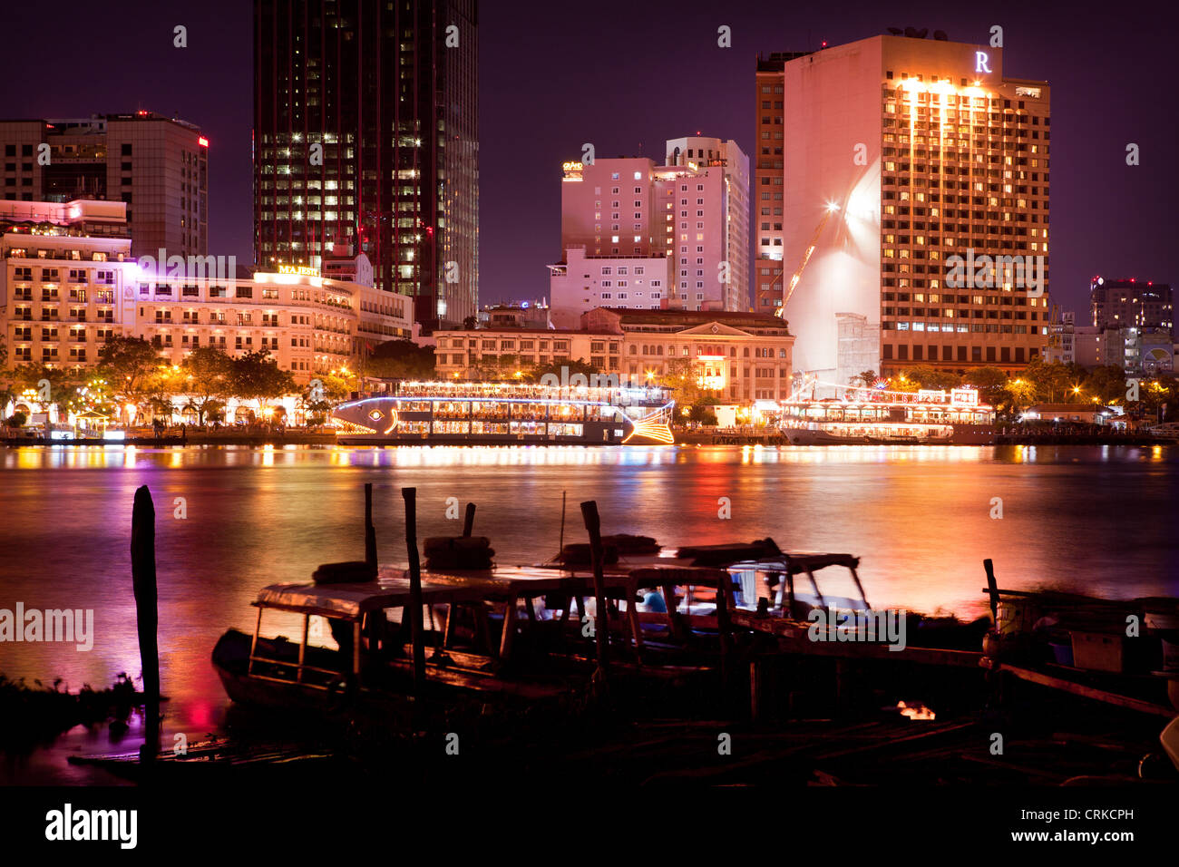 Skyline on the Saigon River, HCMC, Vietnam Stock Photo - Alamy