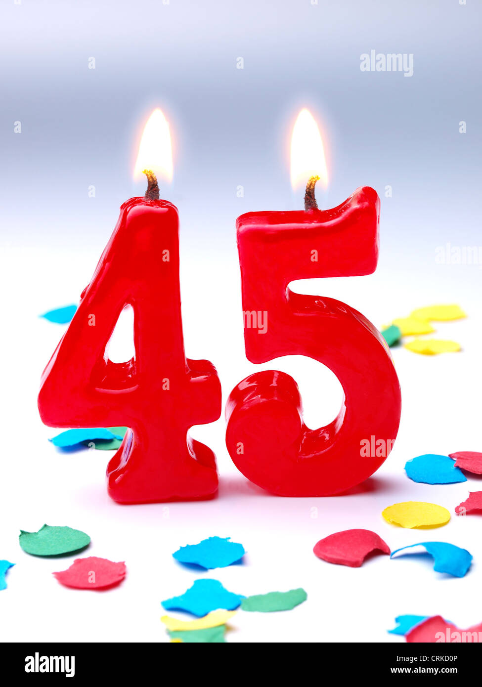 Birthday-anniversary candles showing Nr. 45 Stock Photo - Alamy