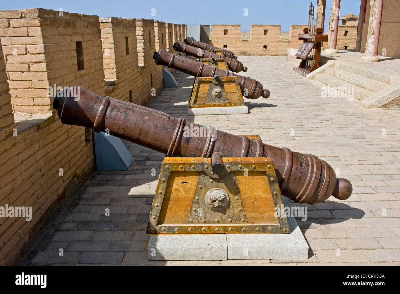 Traditional canon on the western side of the Guan City of Jiayuguan ...