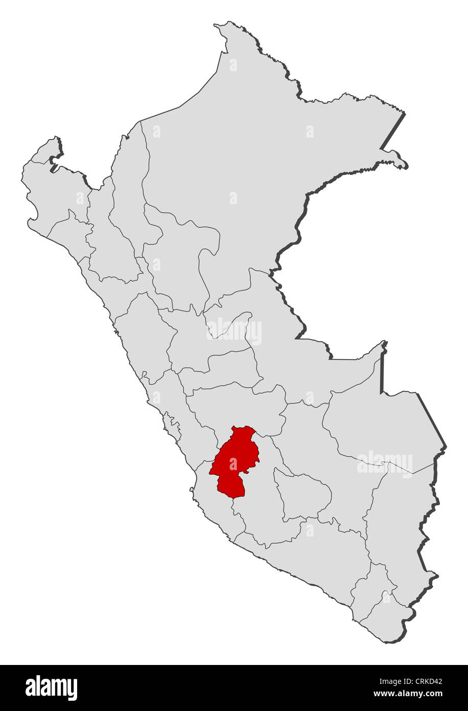 Political map of Peru with the several regions where Huancavelica is ...
