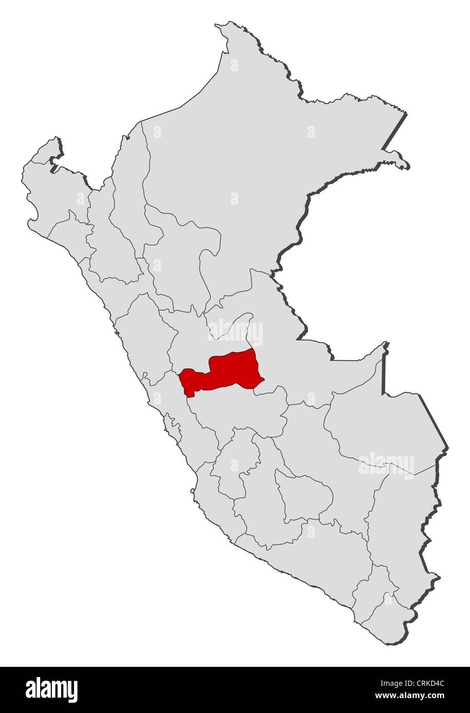 Political map of Peru with the several regions where Pasco is ...