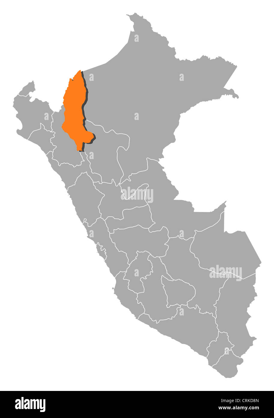 Political map of Peru with the several regions where Amazonas is ...