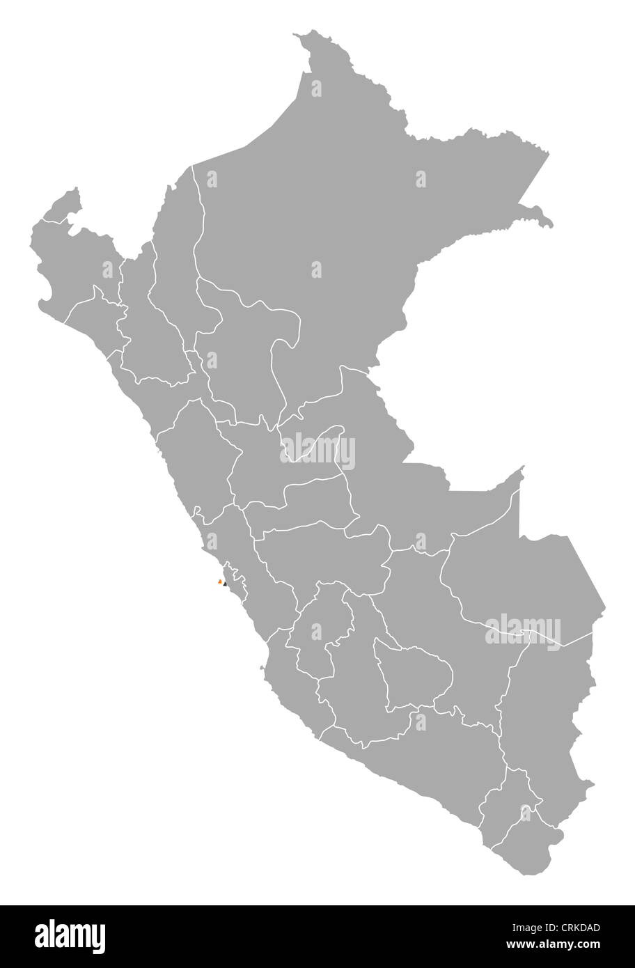 Political map of Peru with the several regions where Callao is ...