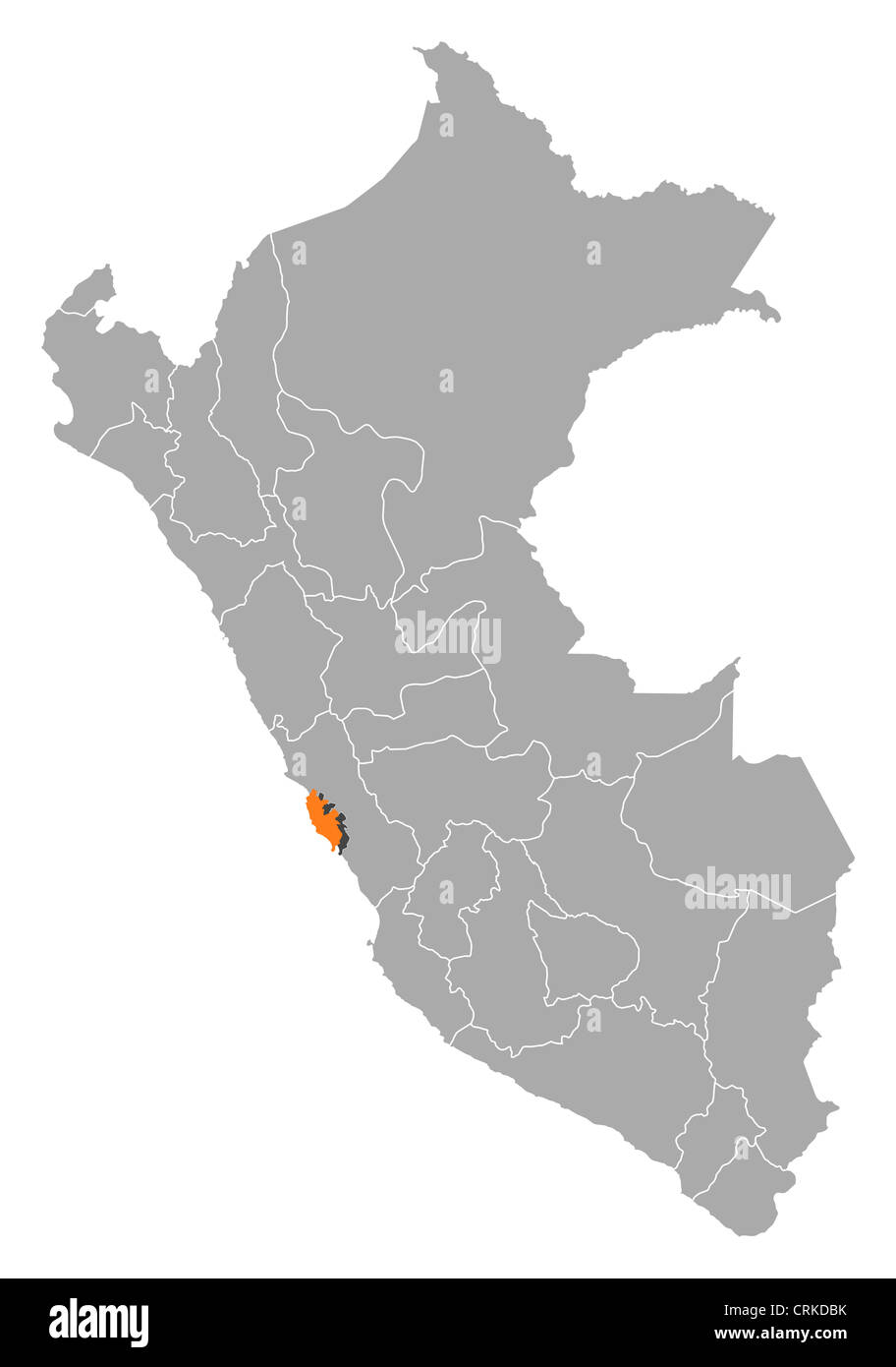 Political map of Peru with the several regions where Lima Region is ...
