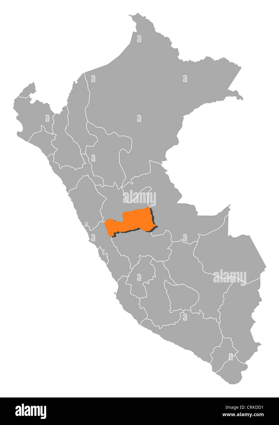 Political map of Peru with the several regions where Pasco is ...
