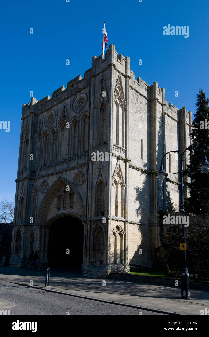 Abbey gate entrance leading onto the Abbey gardens on Angel Hill in ...