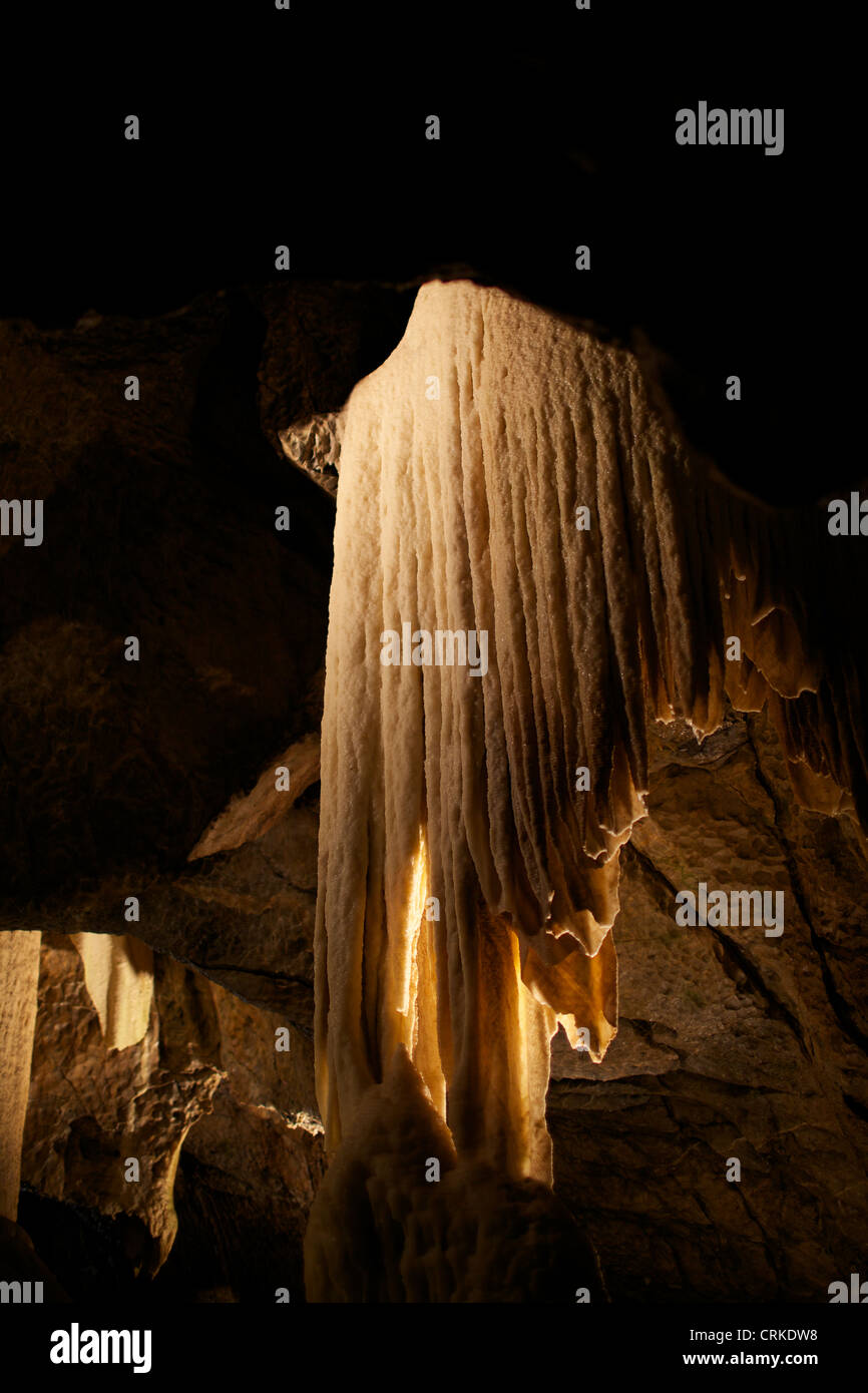 Stalactites, stalagmites and sinter forms in the cave Punkva, Moravian ...