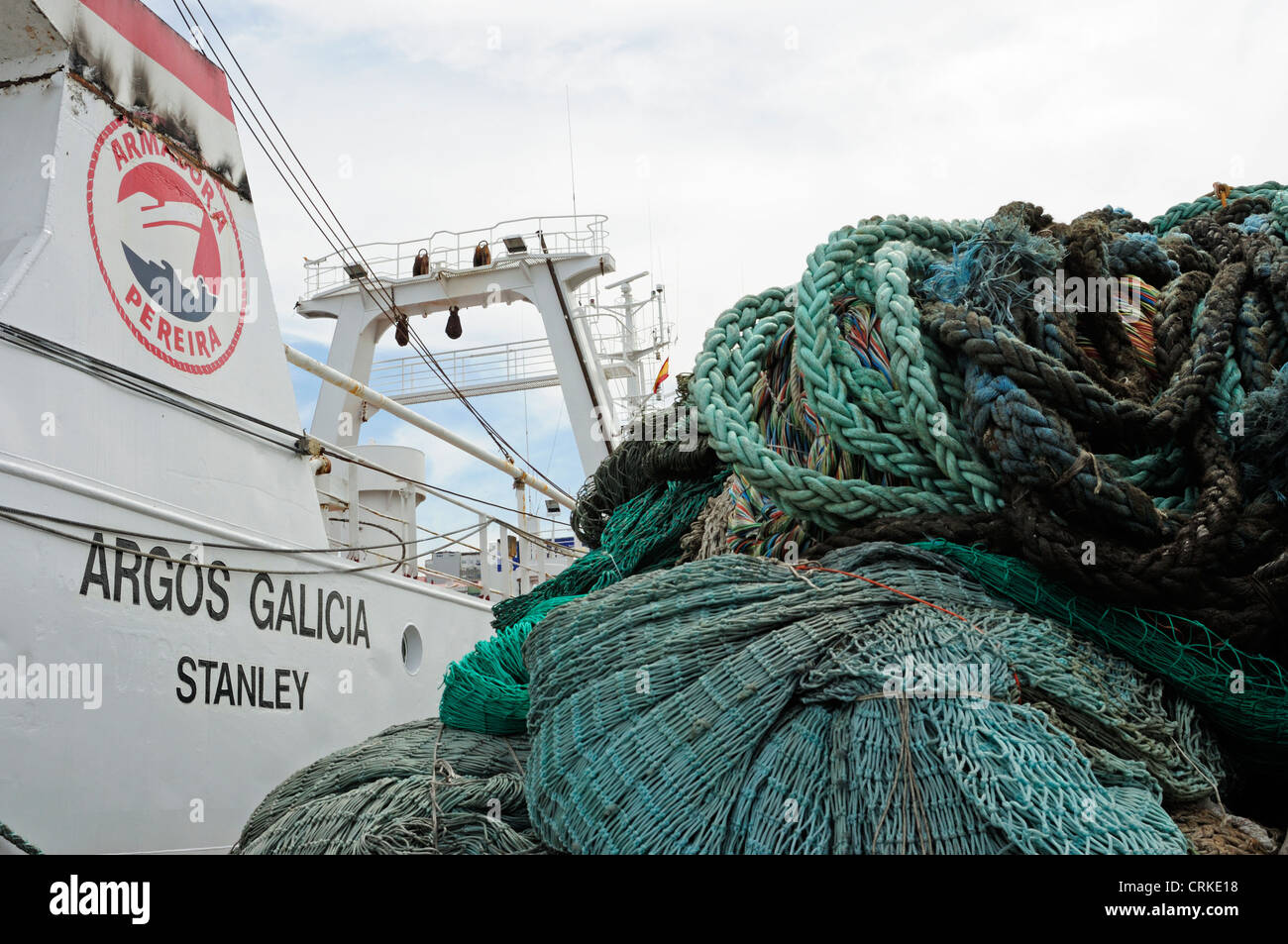 Falklands fishing ship tied to the docks. Vigo, Galicia, Spain Stock ...