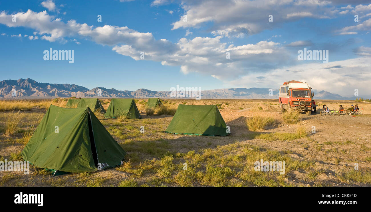 Overland travellers bush camp near the G30 Lianhuo expressway ±200km ...
