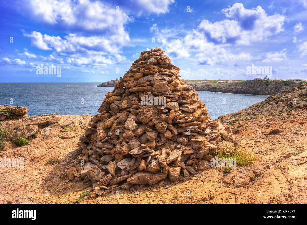 Large Rock stack in menorca spain Stock Photo - Alamy