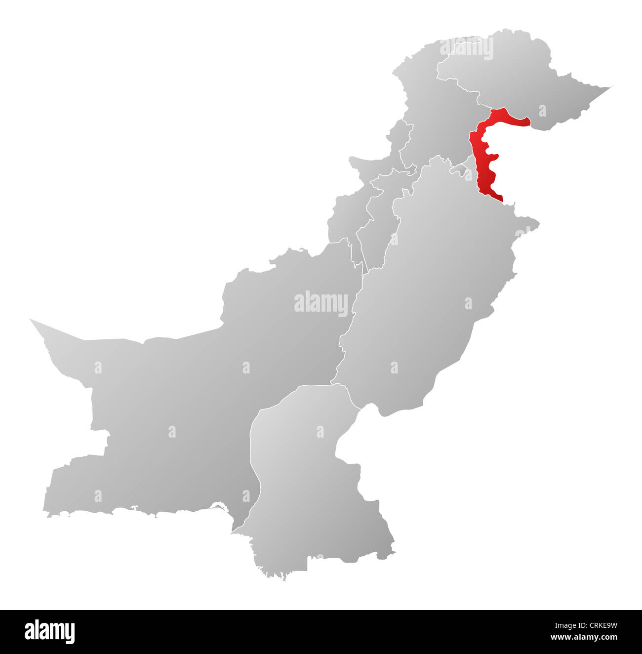 Political map of Pakistan with the several provinces where Azad Kashmir ...