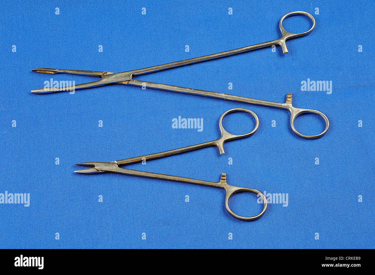Gross-Maier dressing forceps (top) and a Derf needle holder (below ...