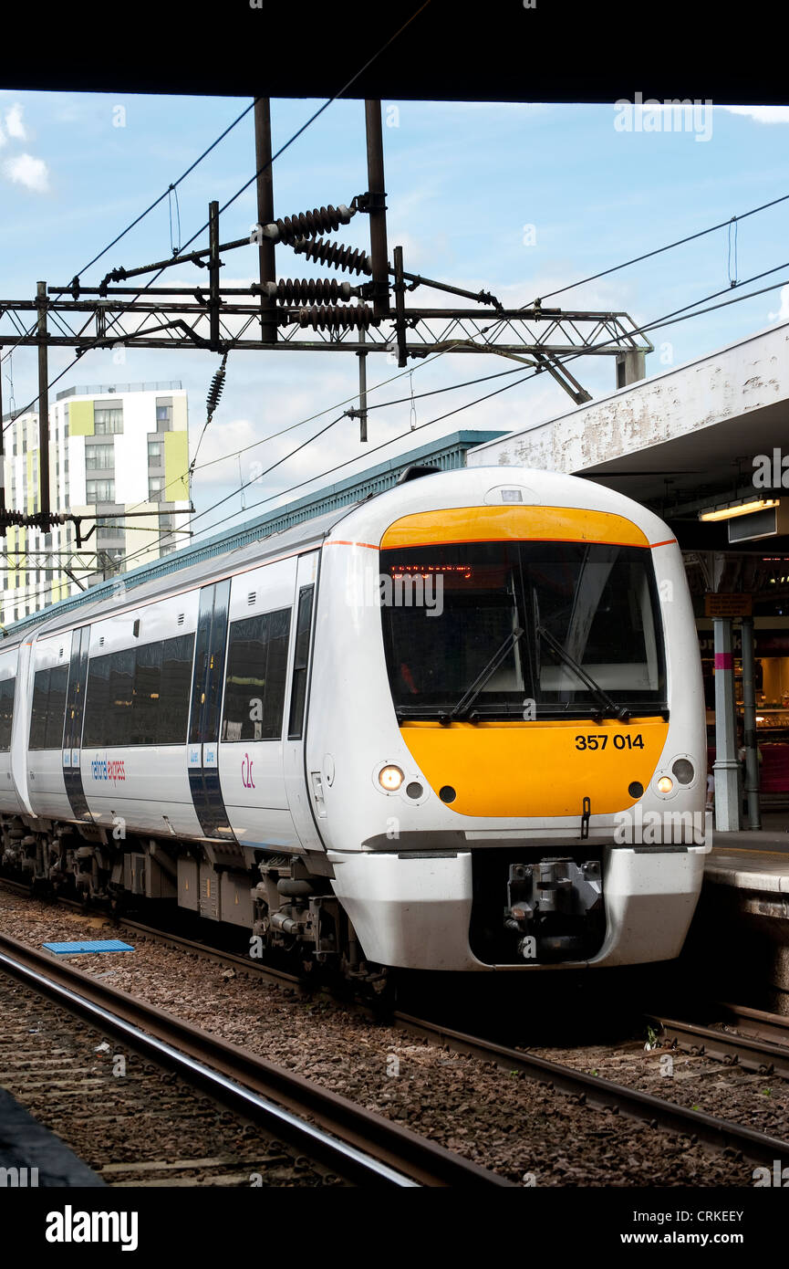Passenger train in National Express c2c livery waiting at a railway ...
