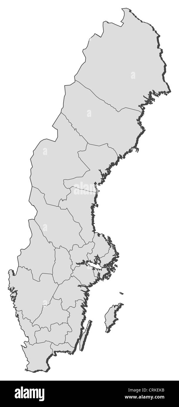 Political map of Sweden with the several provinces Stock Photo - Alamy