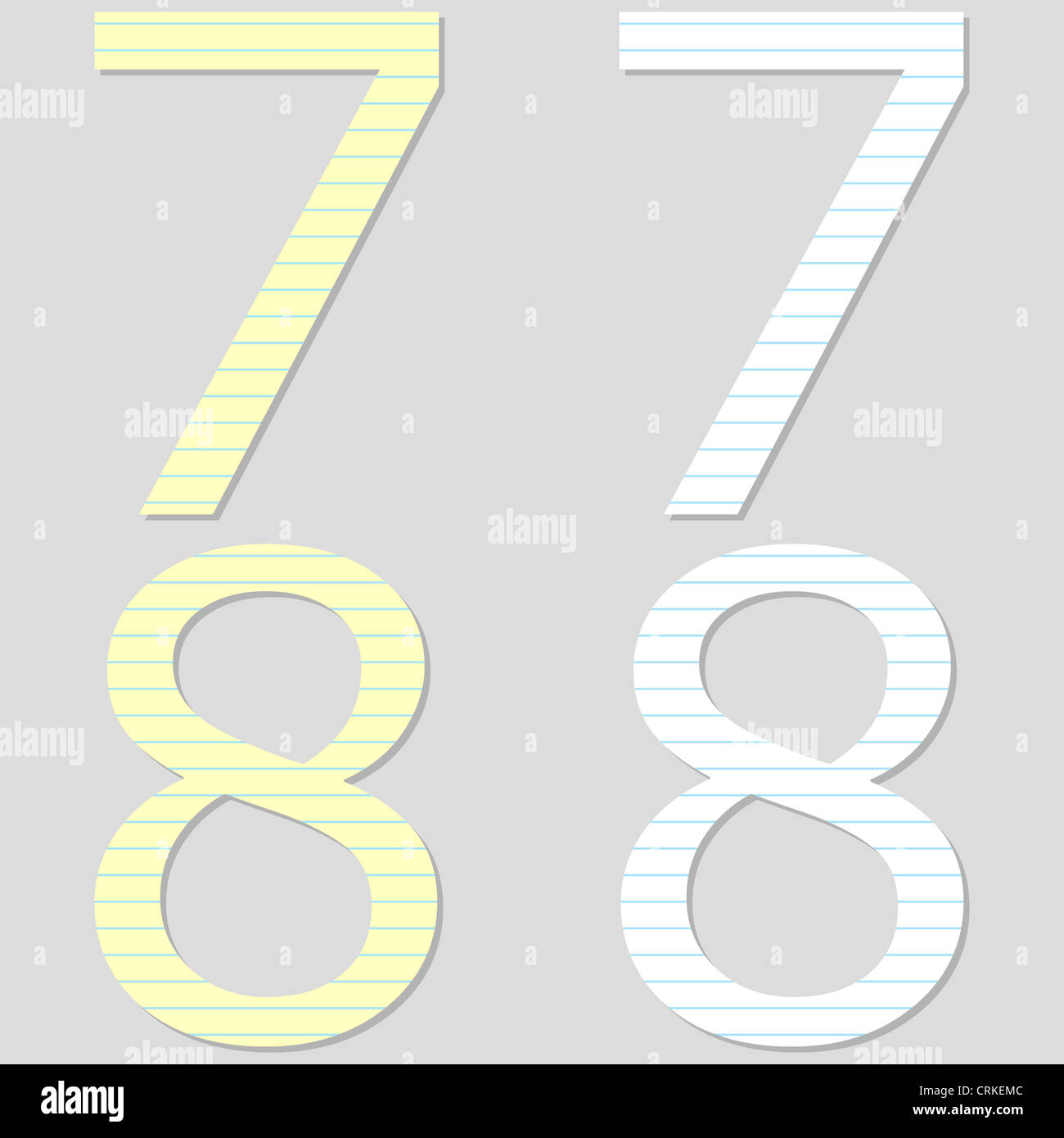 Paper Font Set Numbers 7 and 8 Stock Photo - Alamy