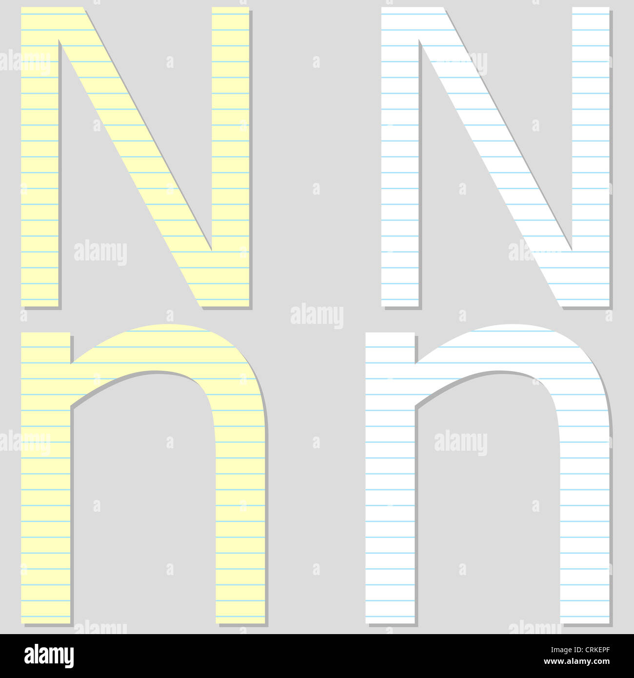Paper Font Set Letter N Stock Photo - Alamy