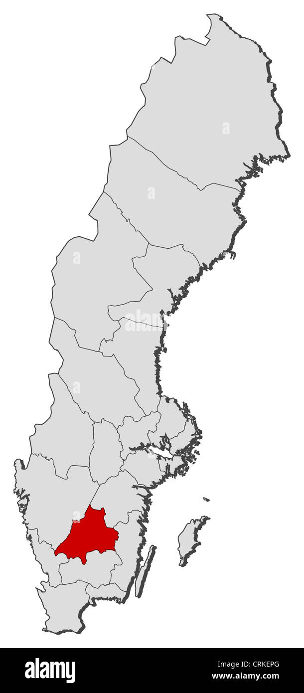Political map of Sweden with the several provinces where Jönköping ...