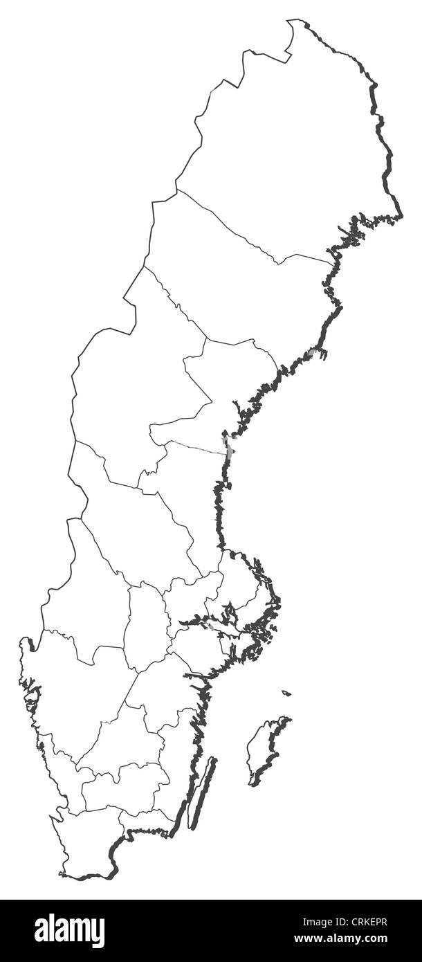 Political map of Sweden with the several provinces Stock Photo - Alamy