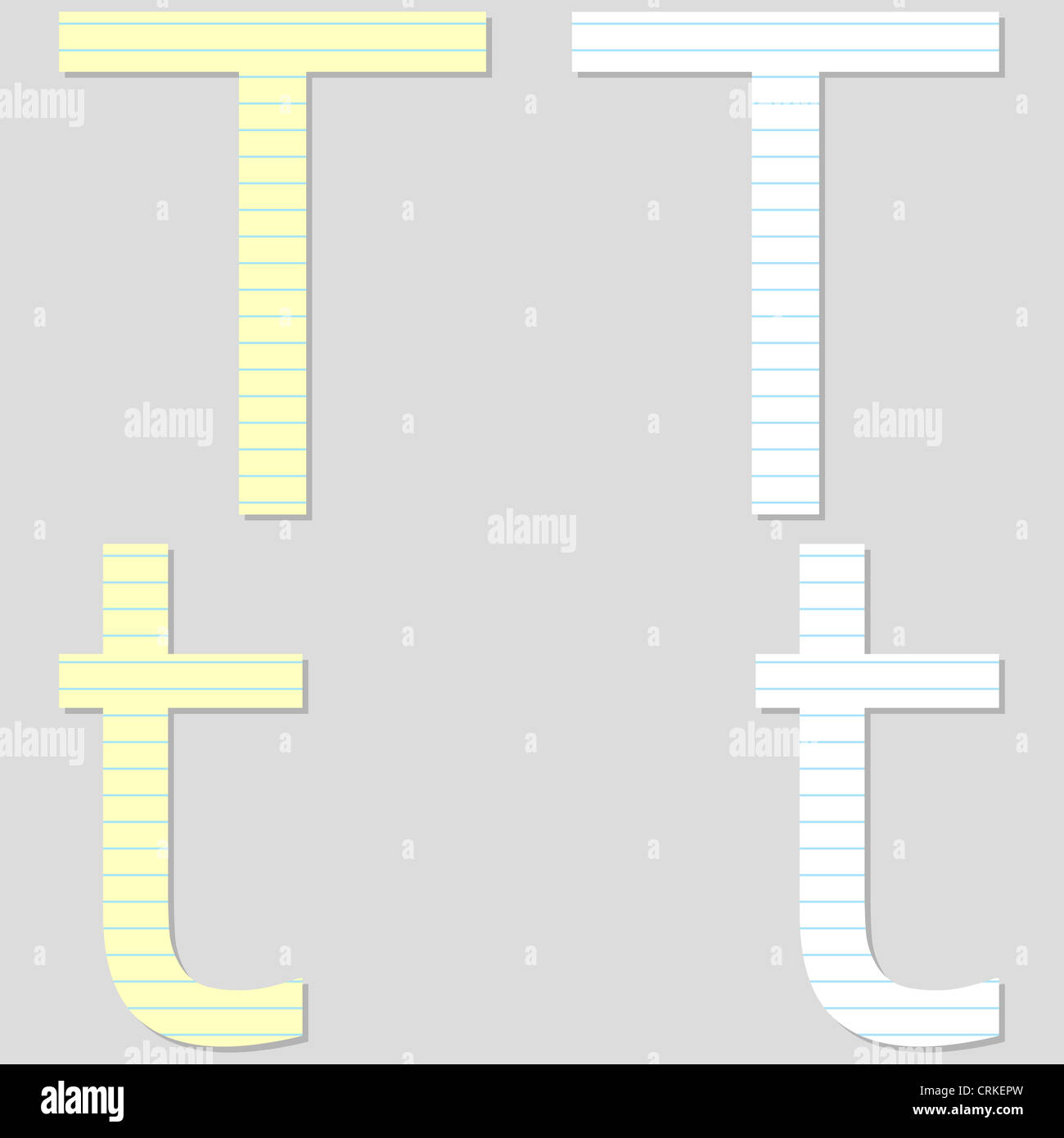 Paper Font Set Letter T Stock Photo - Alamy