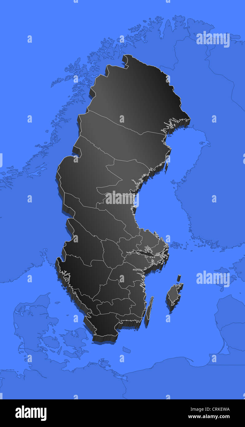 Political map of Sweden with the several provinces Stock Photo - Alamy