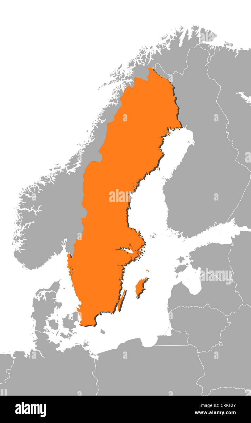 Political map of Sweden with the several provinces Stock Photo - Alamy