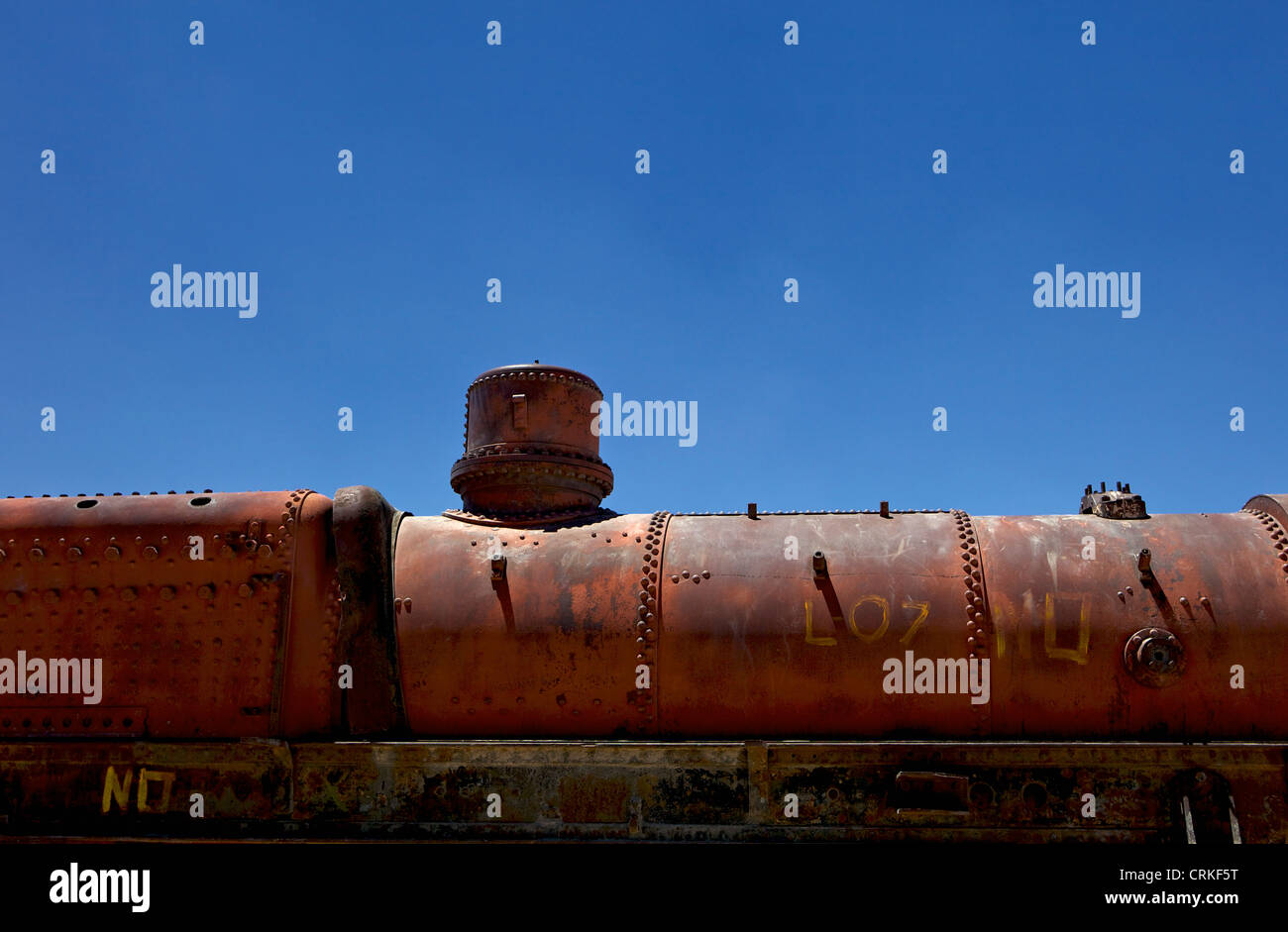 Rusting locomotive at train graveyard, Uyuni, Bolivia, South America ...