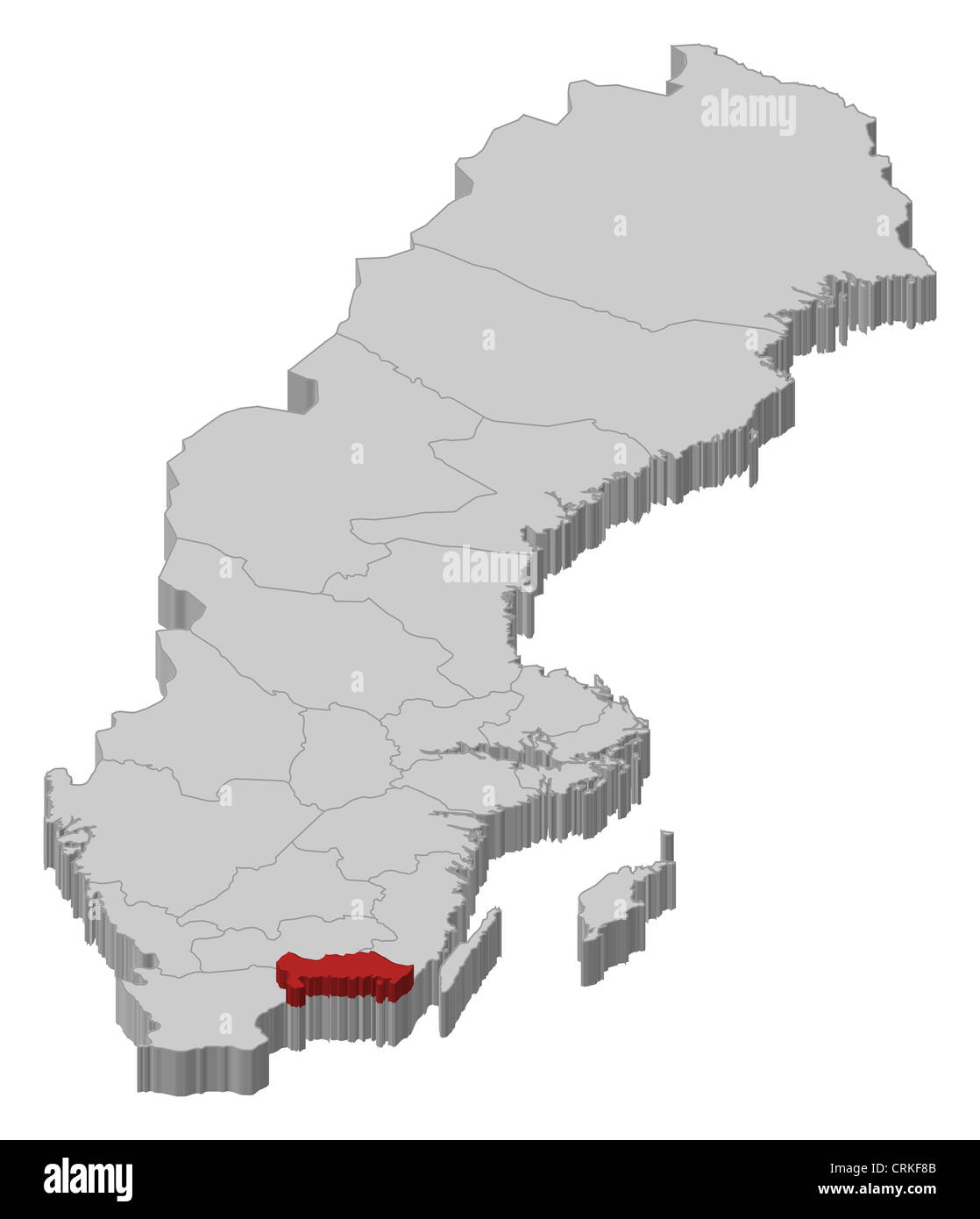 Political map of Sweden with the several provinces where Blekinge ...