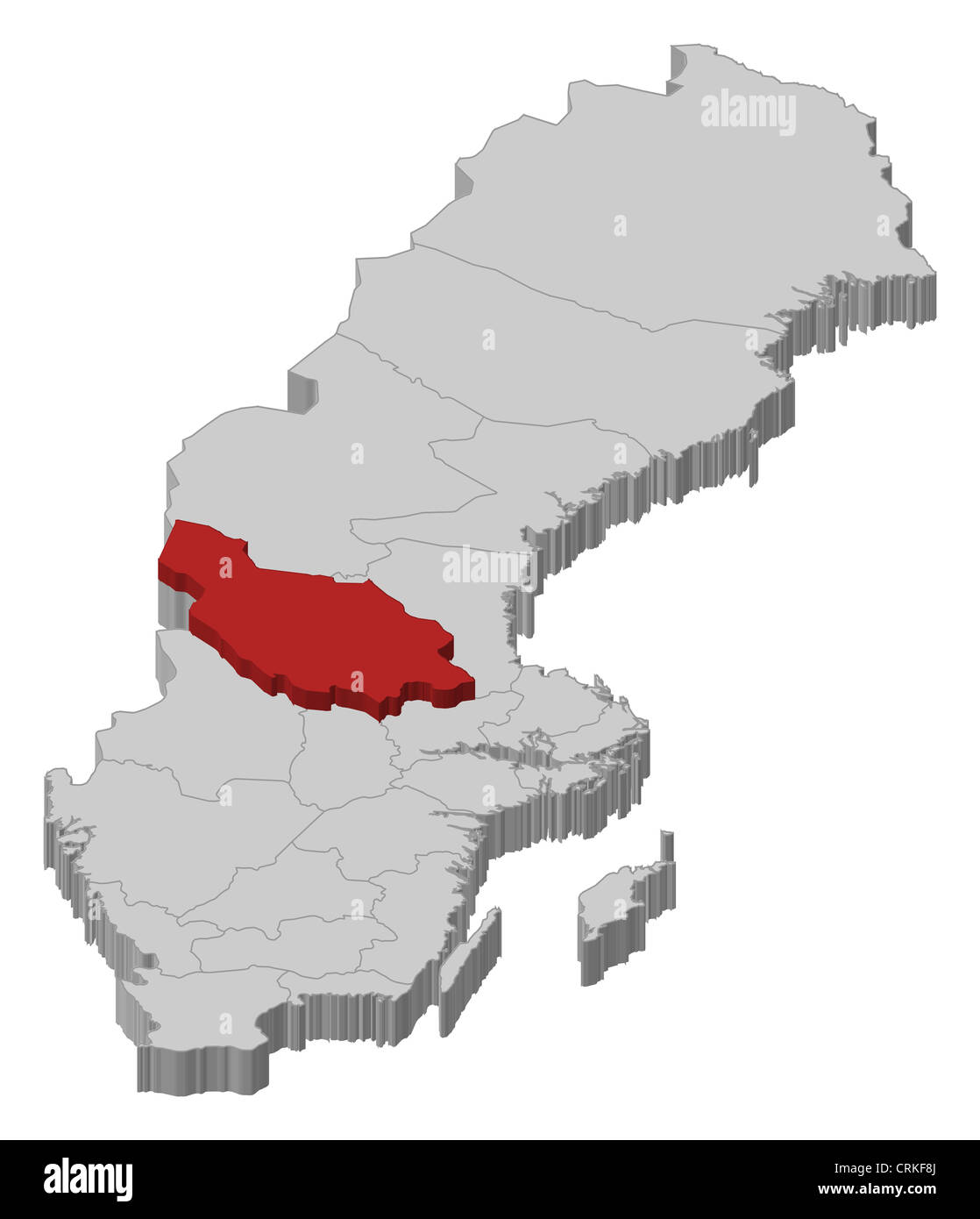Political map of Sweden with the several provinces where Dalarna County ...