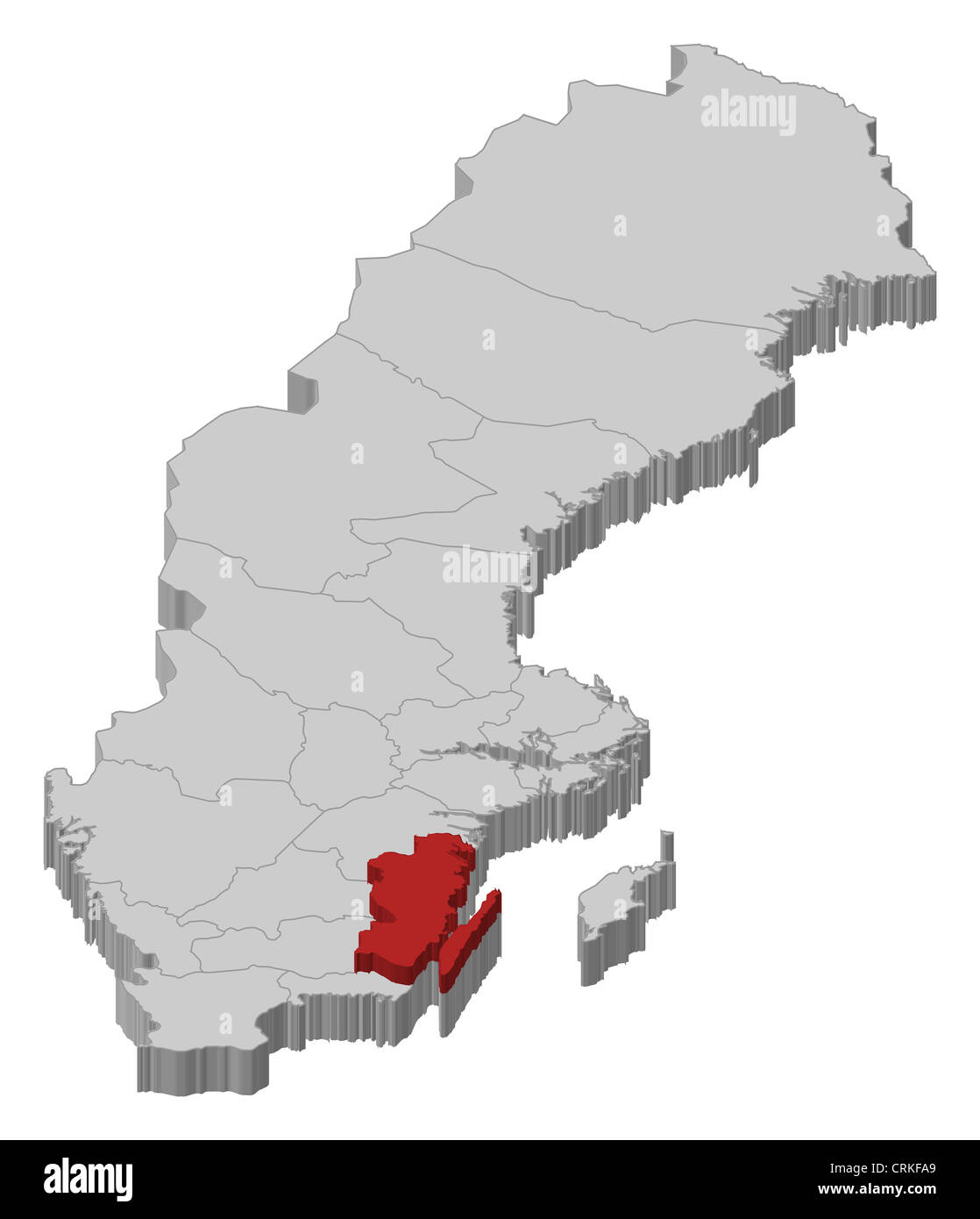 Political map of Sweden with the several provinces where Kalmar County ...