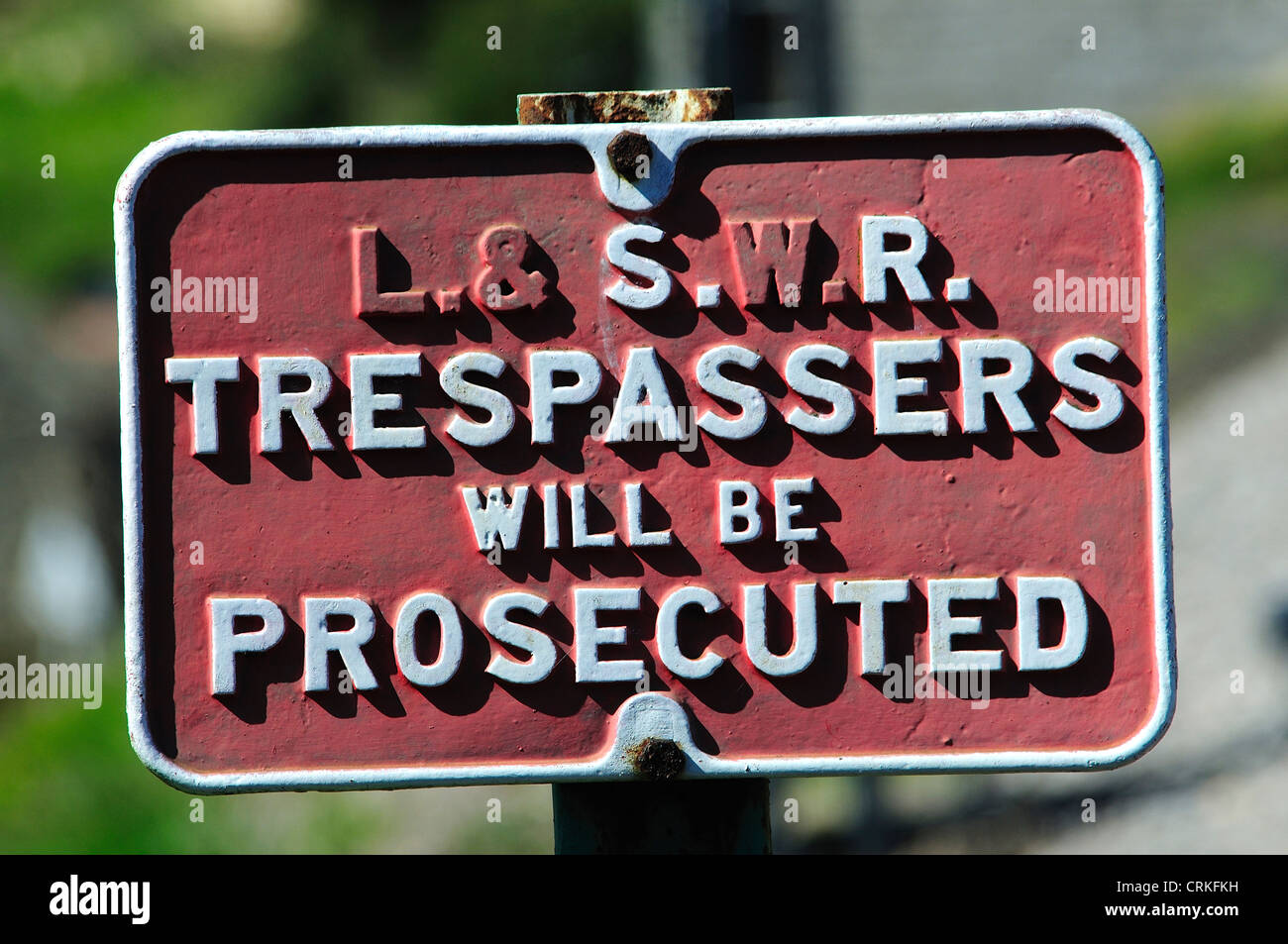 An old British Rail warning sign UK Stock Photo - Alamy