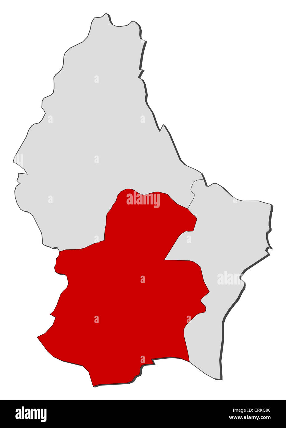 Political map of Luxembourg with the several districts where the ...