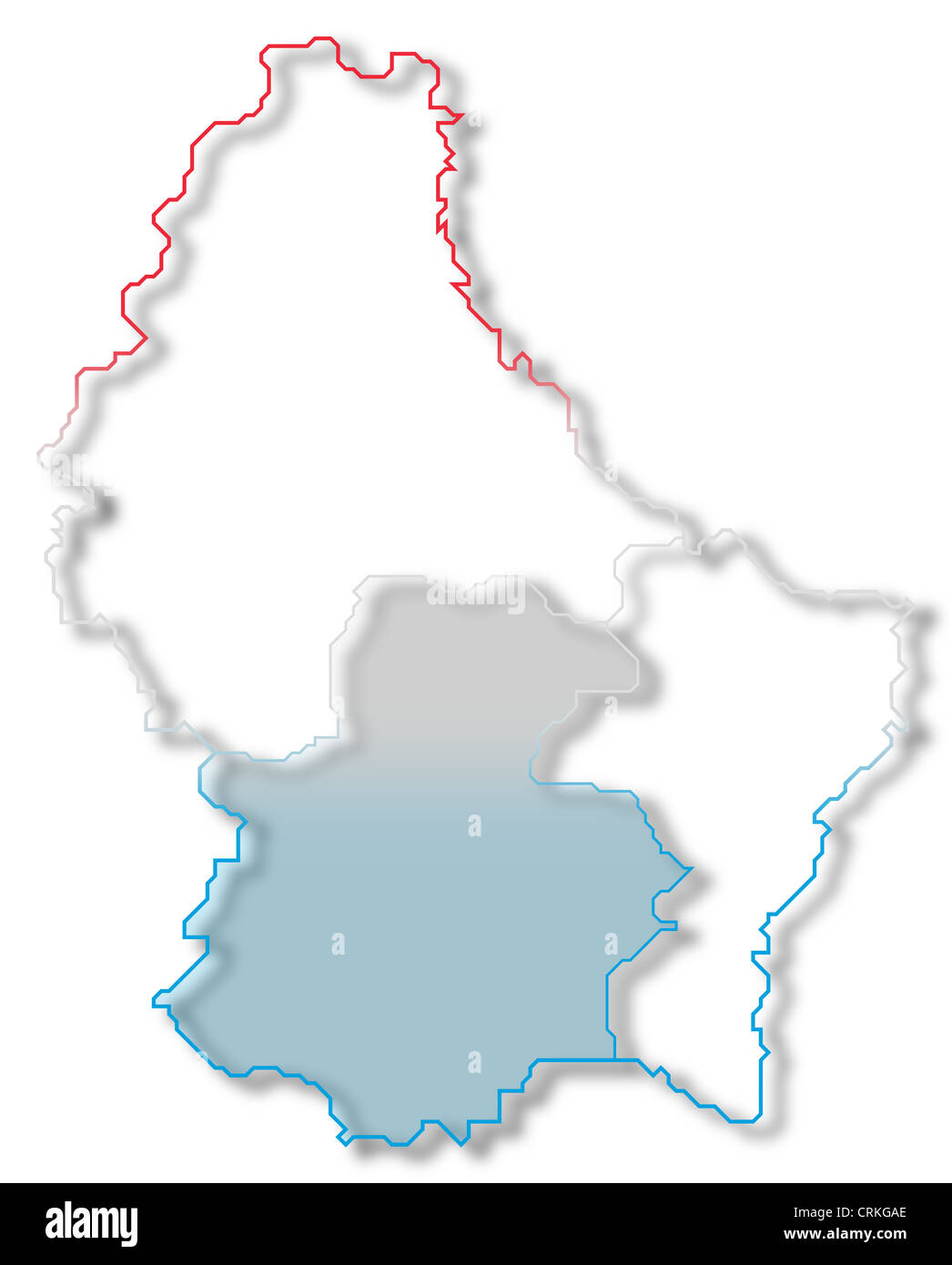 Political map of Luxembourg with the several districts where the ...