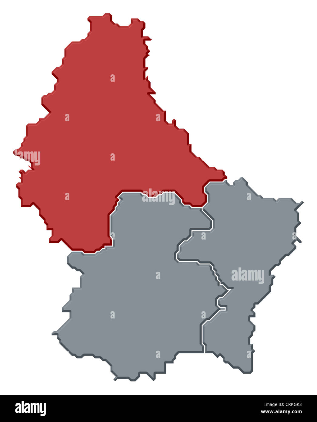 Political map of Luxembourg with the several districts where Diekirch ...