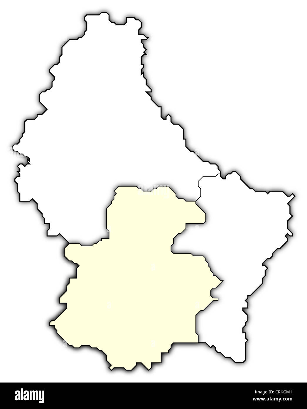 Political map of Luxembourg with the several districts where the ...