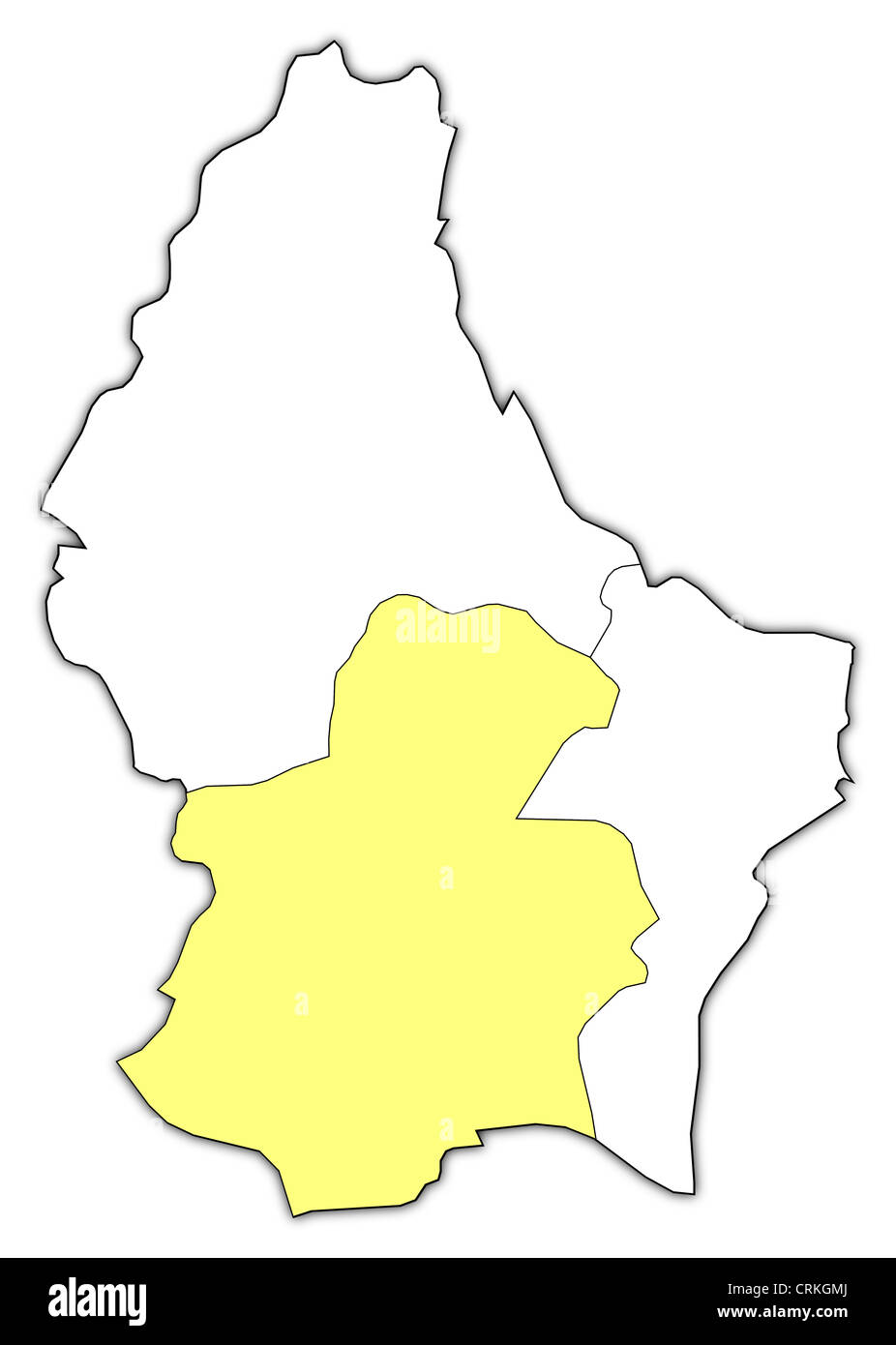 Political map of Luxembourg with the several districts where the ...