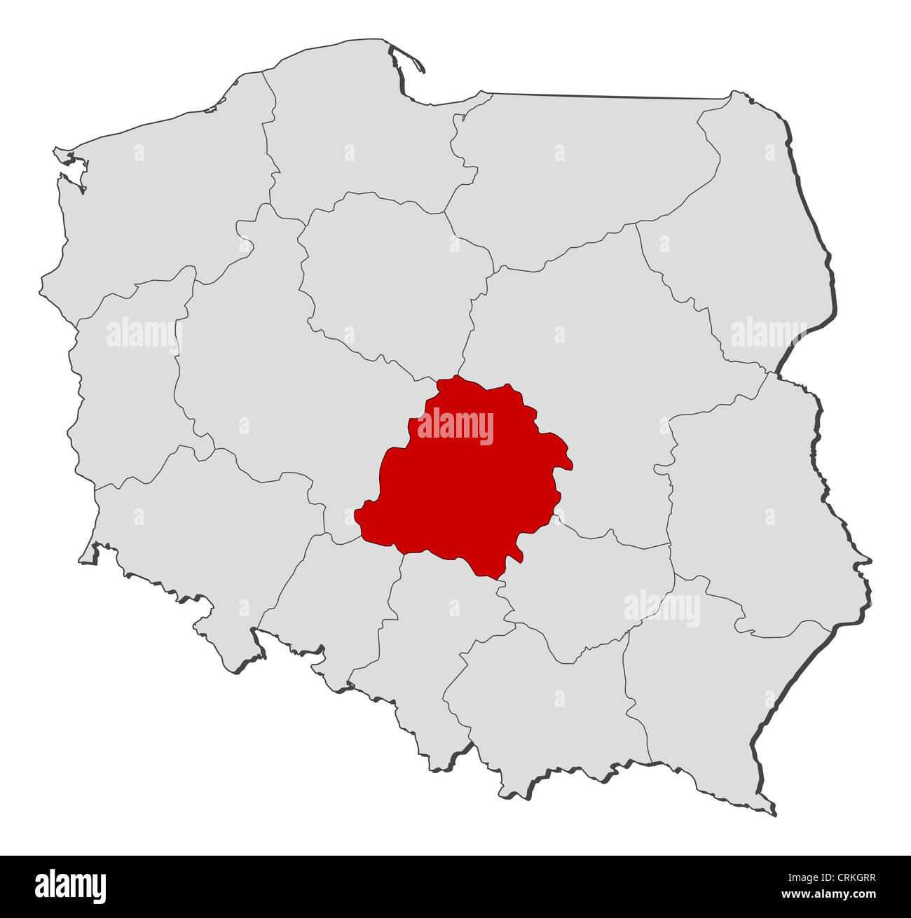Political map of Poland with the several provinces (voivodships) where ...