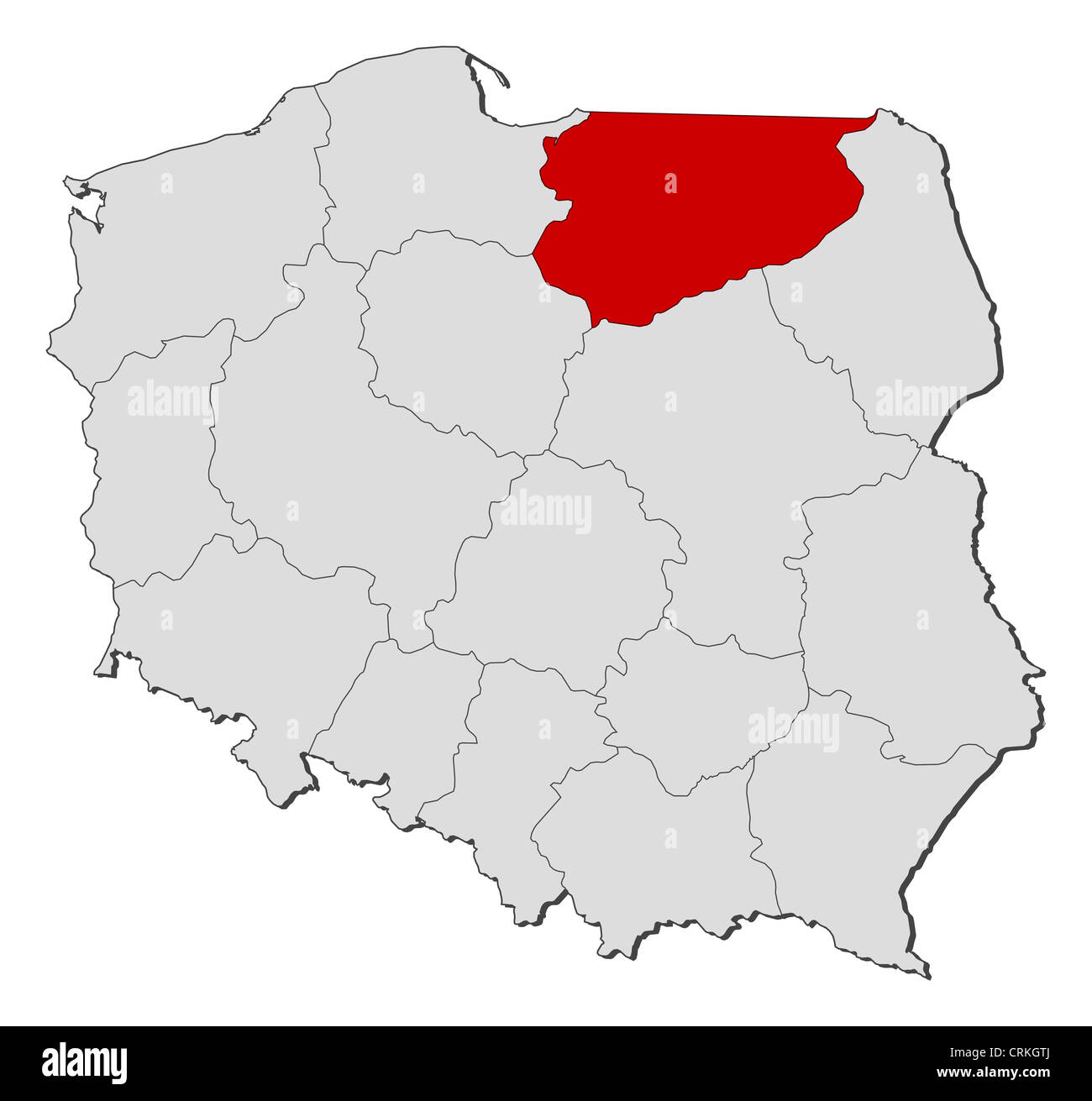 Political map of Poland with the several provinces (voivodships) where ...