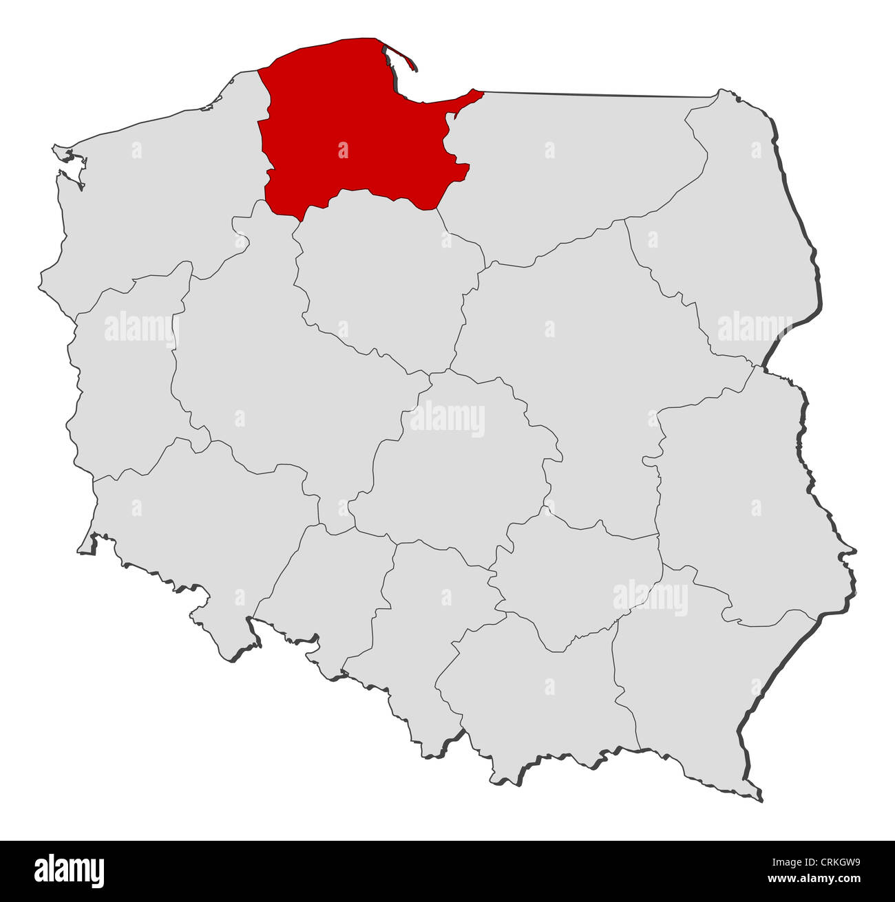 Political map of Poland with the several provinces (voivodships) where ...