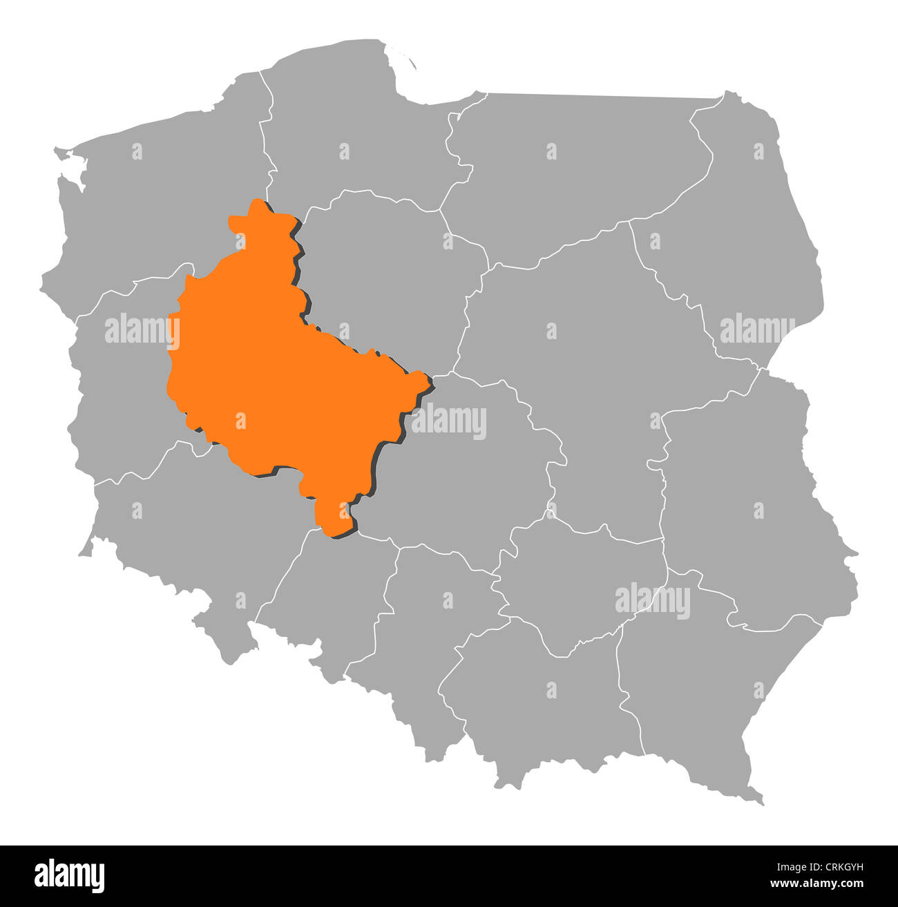 Political map of Poland with the several provinces (voivodships) where ...