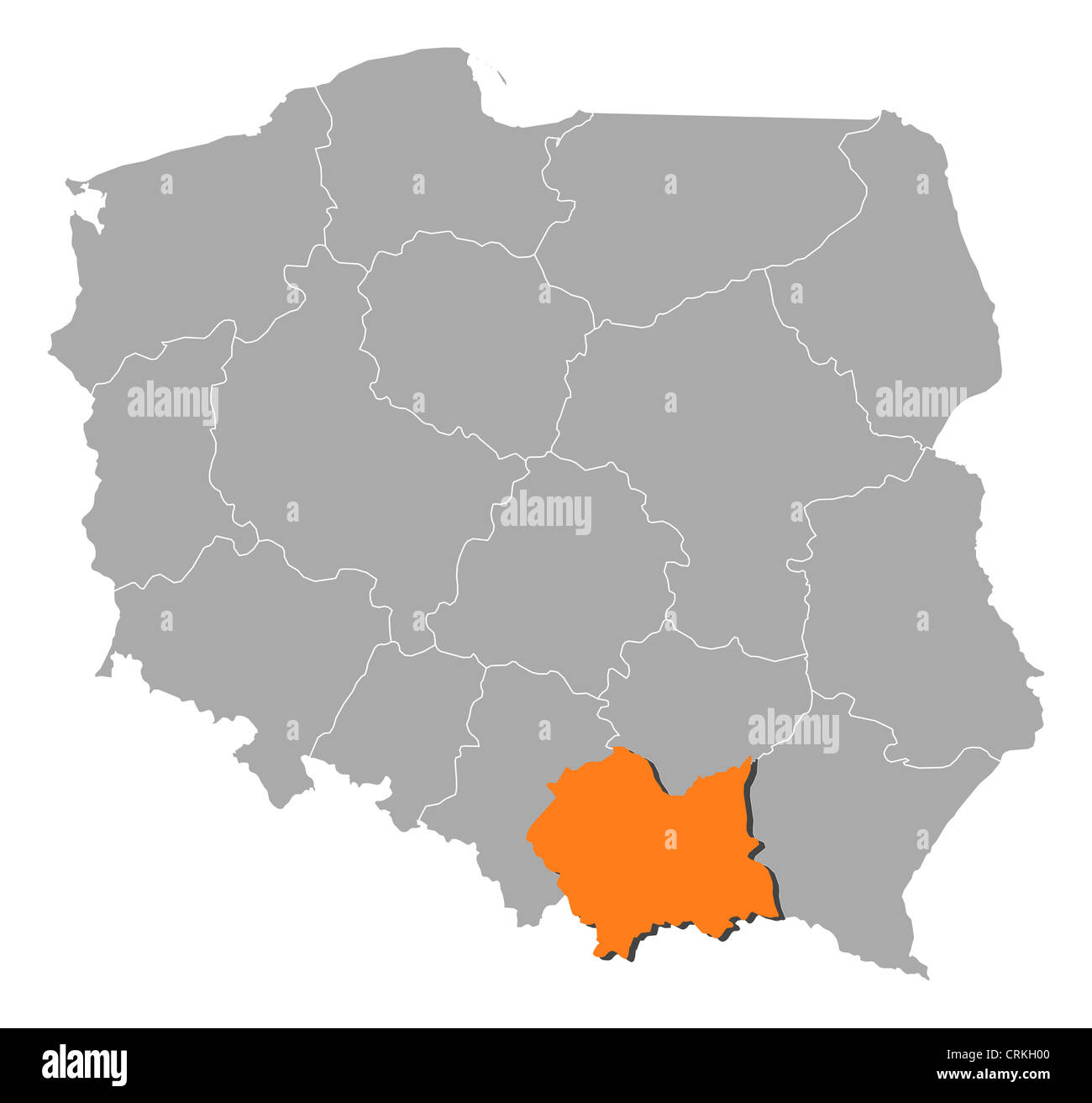 Political map of Poland with the several provinces (voivodships) where ...