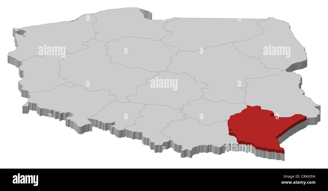 Political map of Poland with the several provinces (voivodships) where ...