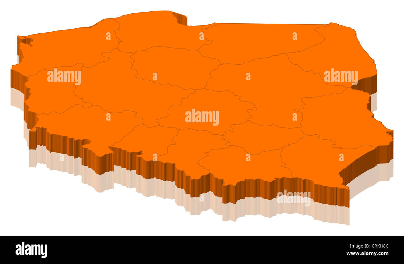 Political map of Poland with the several provinces (voivodschips Stock ...